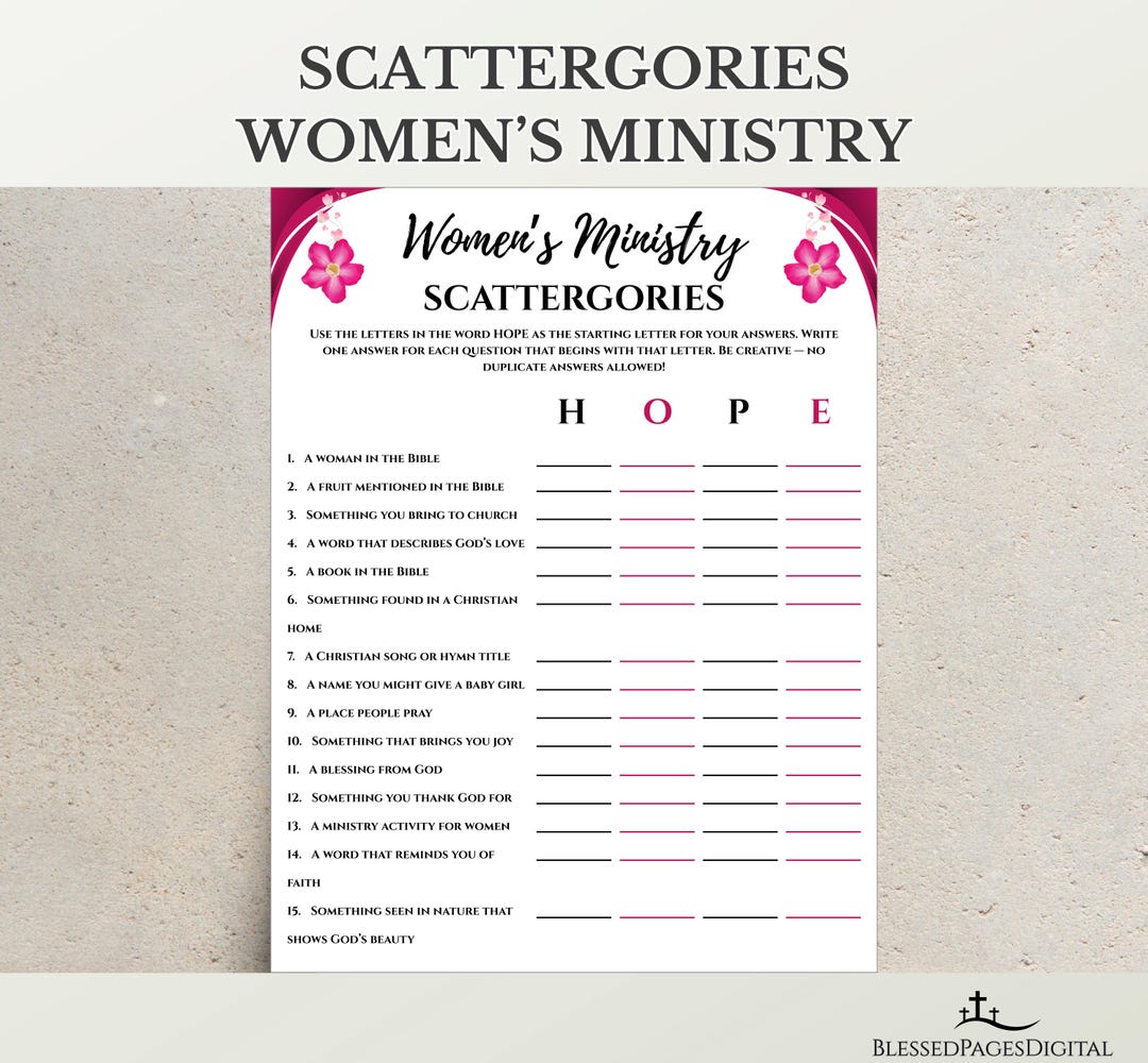 Christian Women Scattergories Game: Women's Ministry Fellowship ...