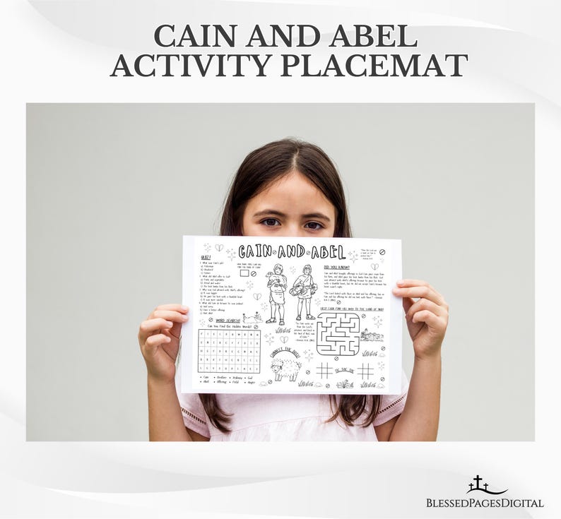 Cain and Abel Activity Placemat: Bible Story Coloring Page (PDF Download) - Etsy