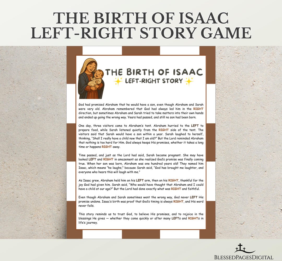 The Birth of Isaac Left-right Bible Story Game: Church Activity, Sunday ...
