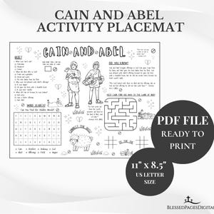 Cain and Abel Activity Placemat: Bible Story Coloring Page (PDF Download) - Etsy