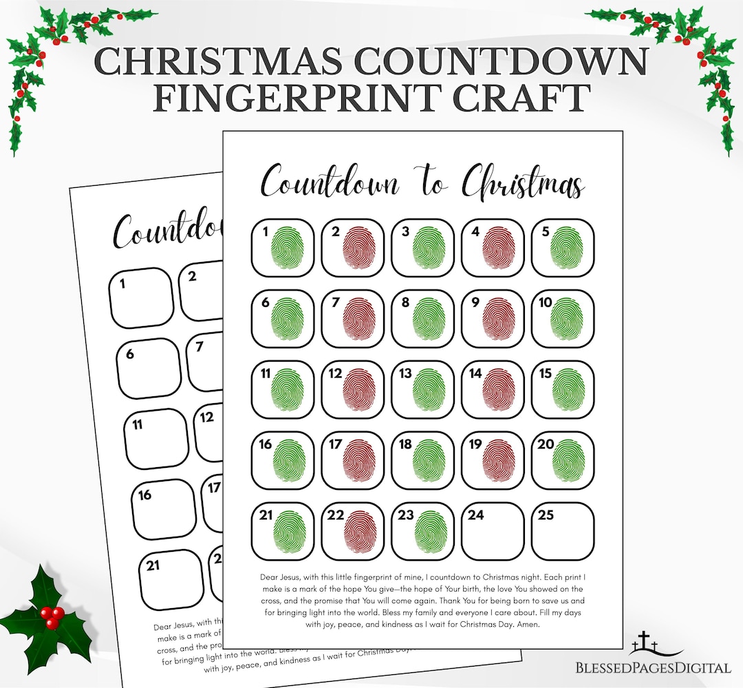 Christmas Countdown Fingerprint Craft Prayer: Christian Christmas ...