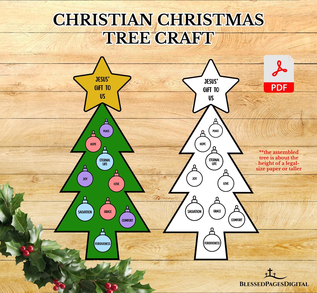 Christian Christmas Tree Craft: Sunday School Coloring Activity (PDF ...