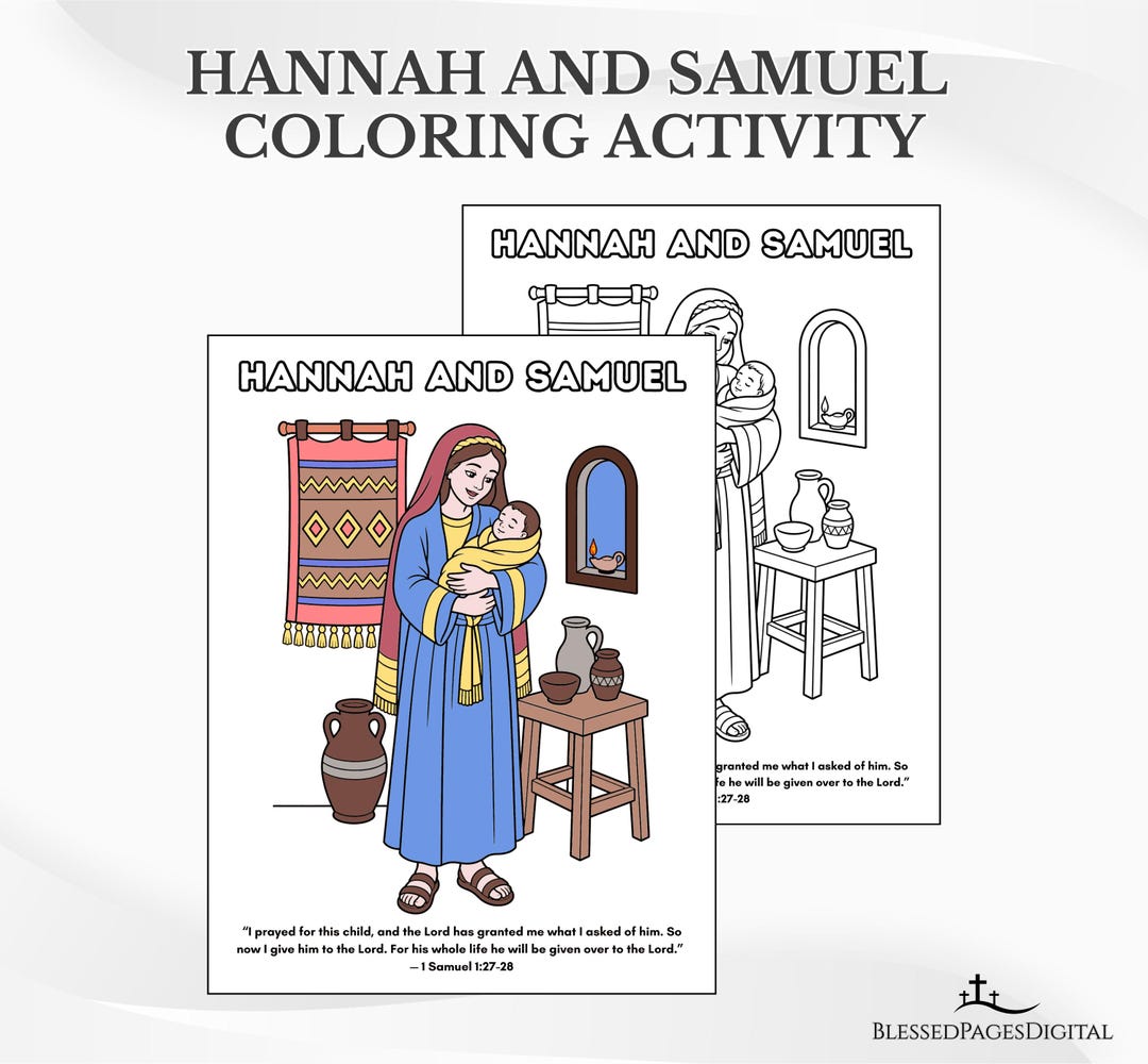 Hannah and Samuel Bible Coloring: Sunday School Activity Page (PDF ...