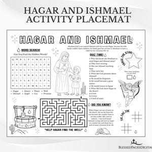 Hagar and Ishmael Activity Placemat: Bible Coloring Page (PDF Download ...