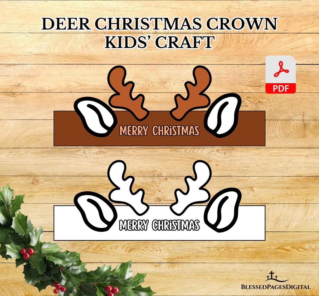 Reindeer Christmas Paper Crown Craft: Sunday School Coloring Activity ...