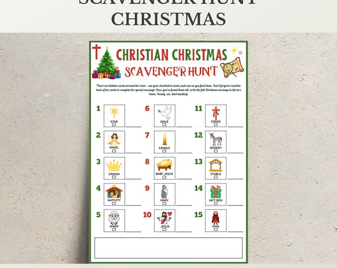 Christmas Bible Scavenger Hunt Game | Nativity Printable for Church ...