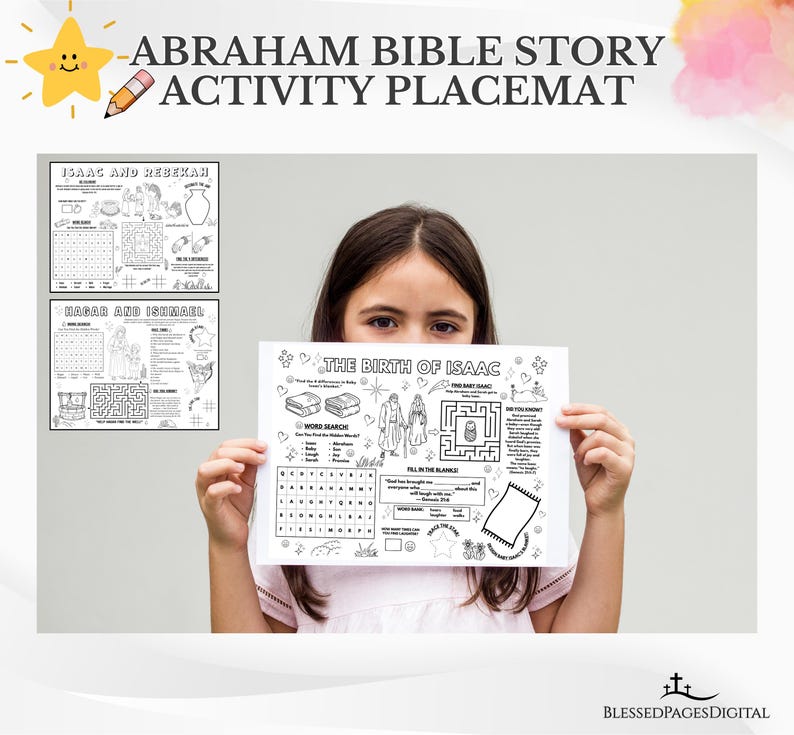 Abraham Bible Story Activity Placemat BUNDLE: Sunday School Coloring ...