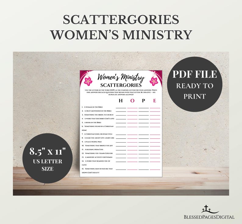Christian Women Scattergories Game: Women's Ministry Fellowship ...