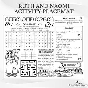 Ruth and Naomi Bible Activity Placemat: Sunday School Coloring Page ...