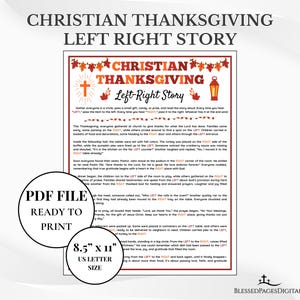 Christian Thanksgiving Left Right Story Church Game: Printable Ministry ...