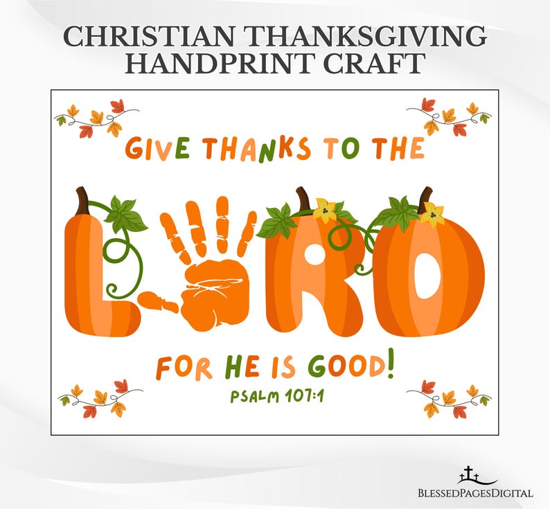 Christian Thanksgiving Handprint Craft: Sunday School Kids Activity ...