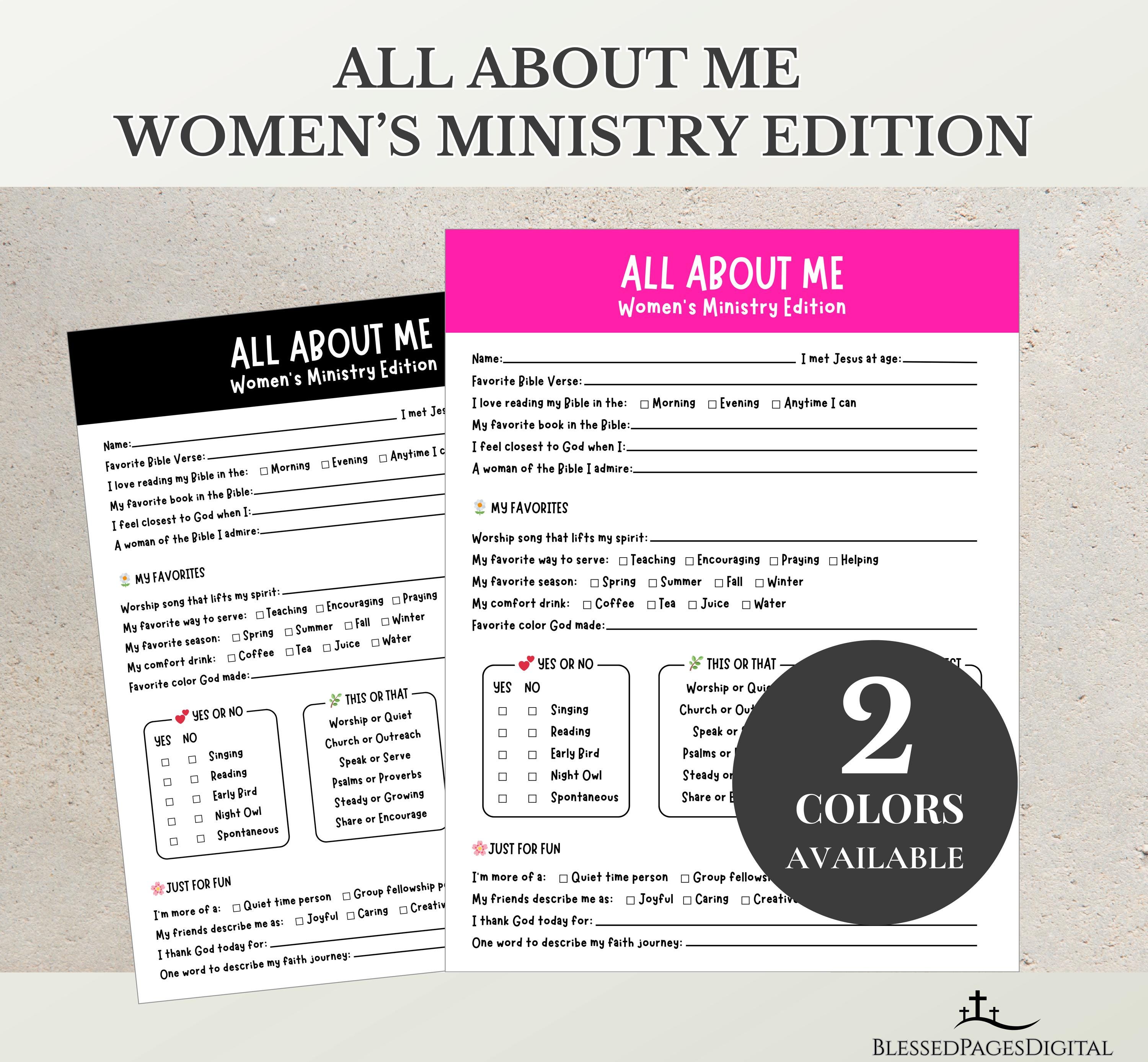 Christian Women All About Me: Women's Ministry Fellowship Activity (PDF ...