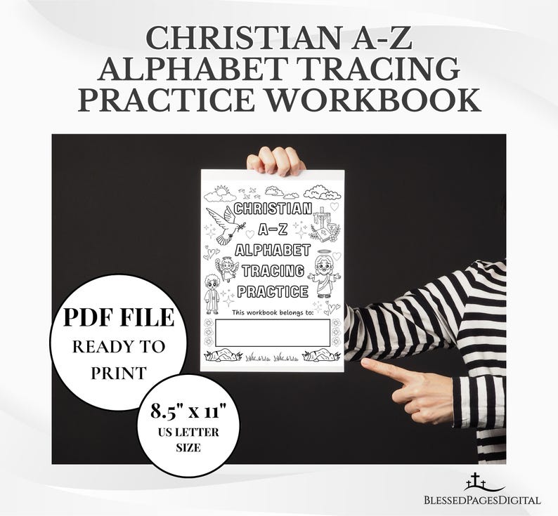 Christian Alphabet Tracing Workbook: ABC Bible Practice (PDF Printable ...