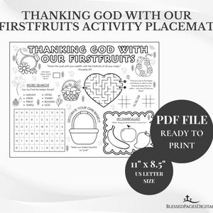 Firstfruits Bible Activity Placemat: Thanksgiving Coloring Page (PDF ...