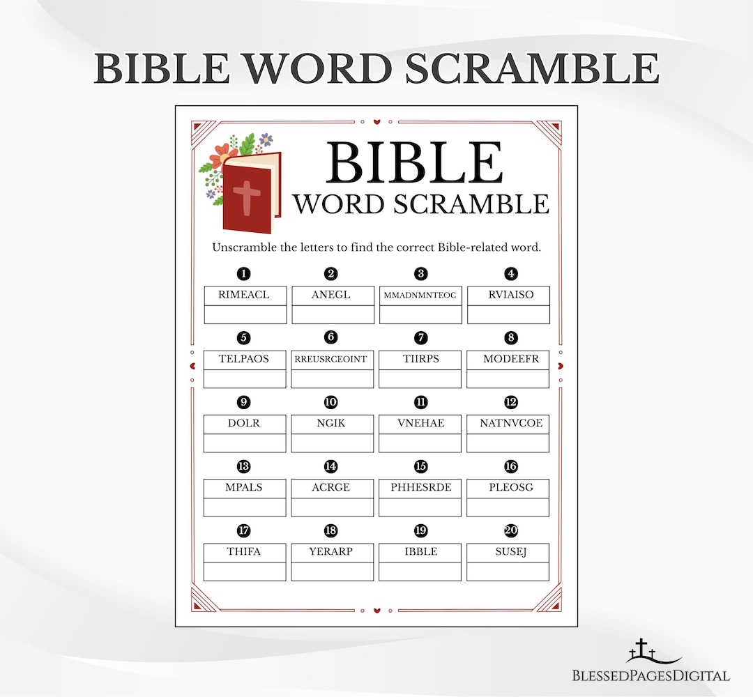 Bible Word Scramble Game: Printable Church Activity (PDF Download) - Etsy