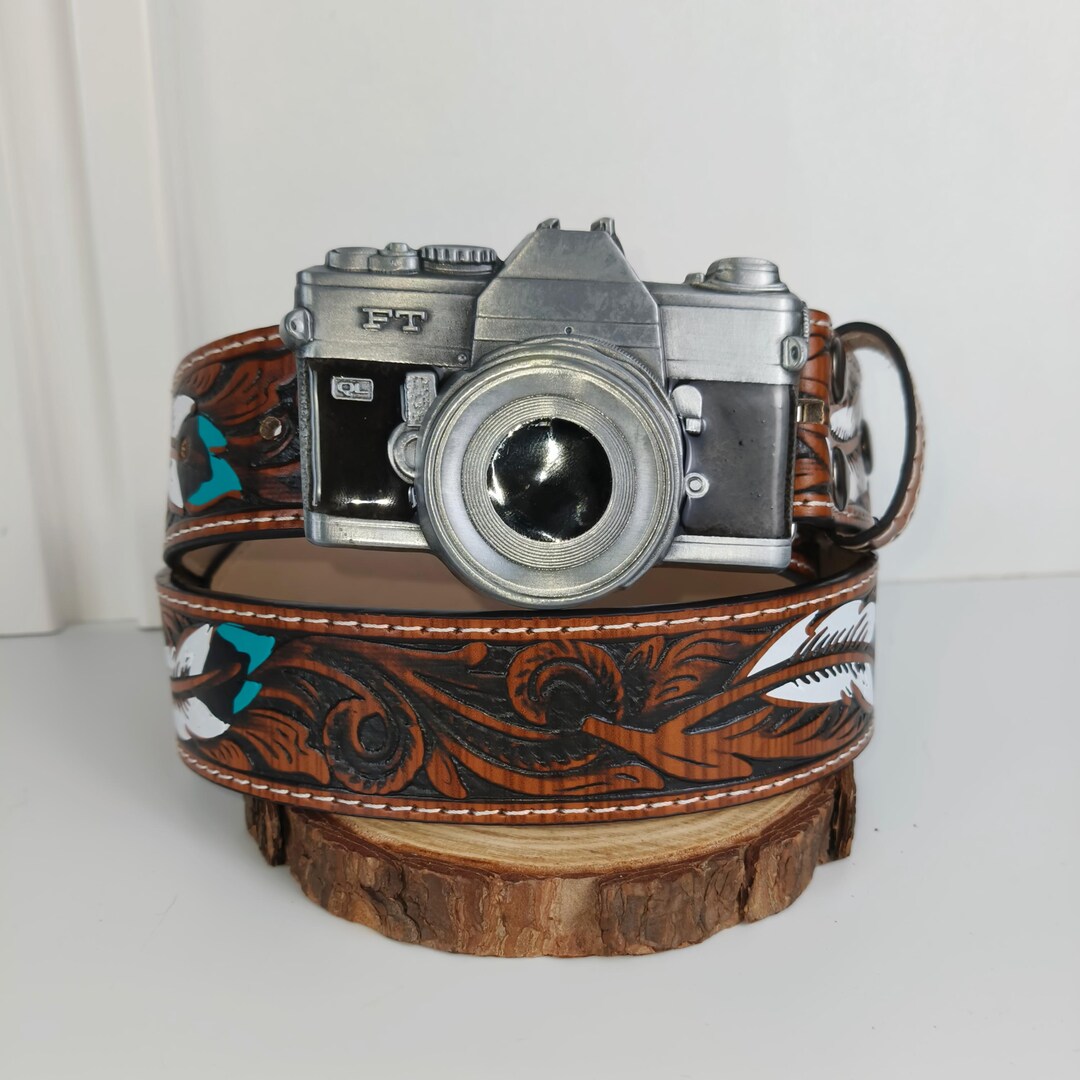 3D Vintage Camera Design Belt Buckle | Western Cowboy Retro Belt Buckle ...