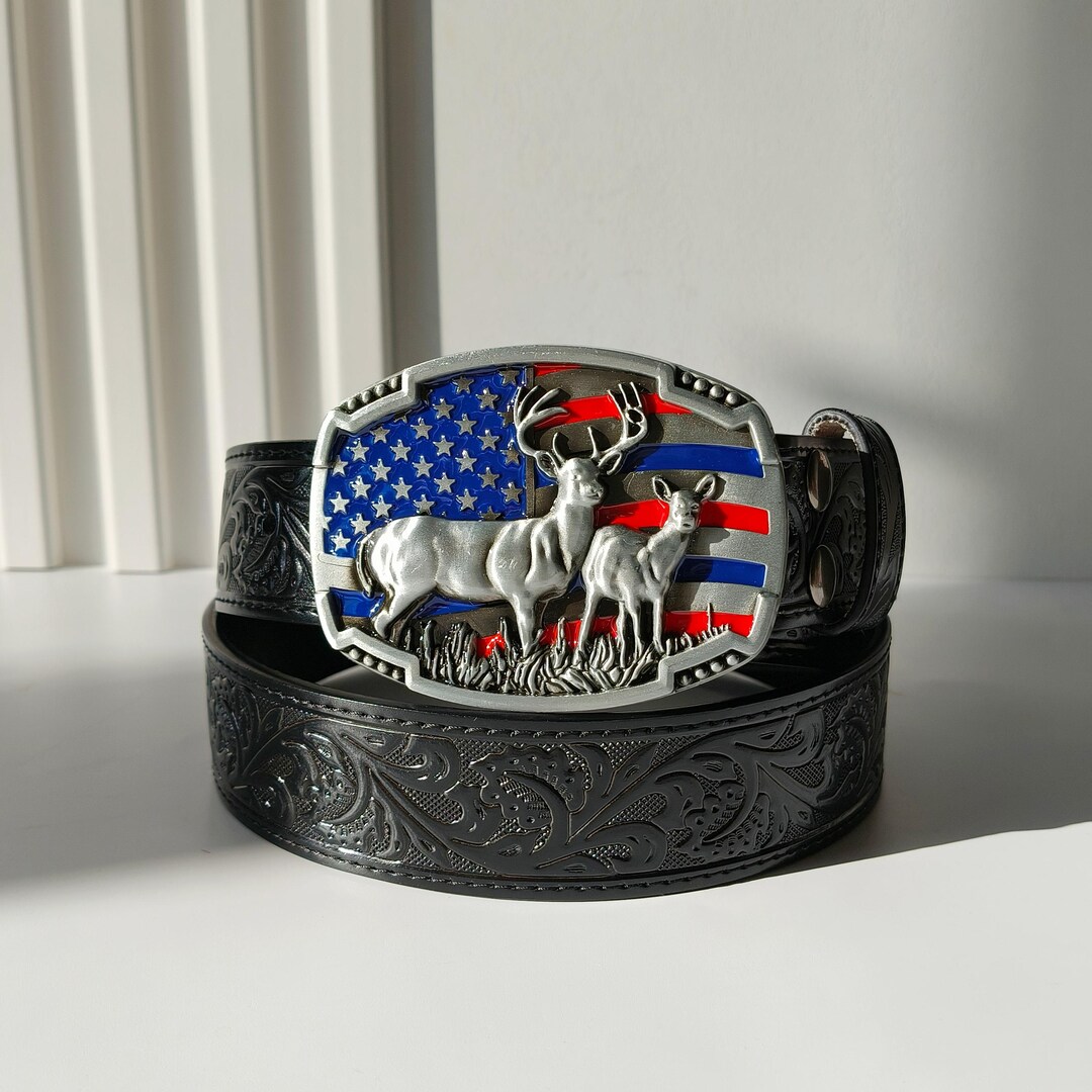 Vintage Silver Double Deer Belt Buckle | Classic Western Cowboy Style ...