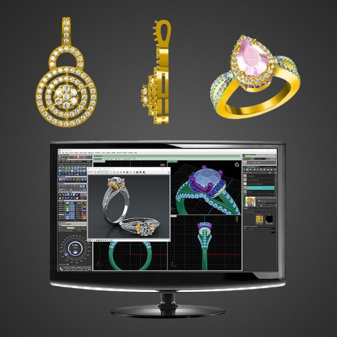 Custom Jewelry Set CAD Design | Ring & Pendant 3D Model + Renders ...