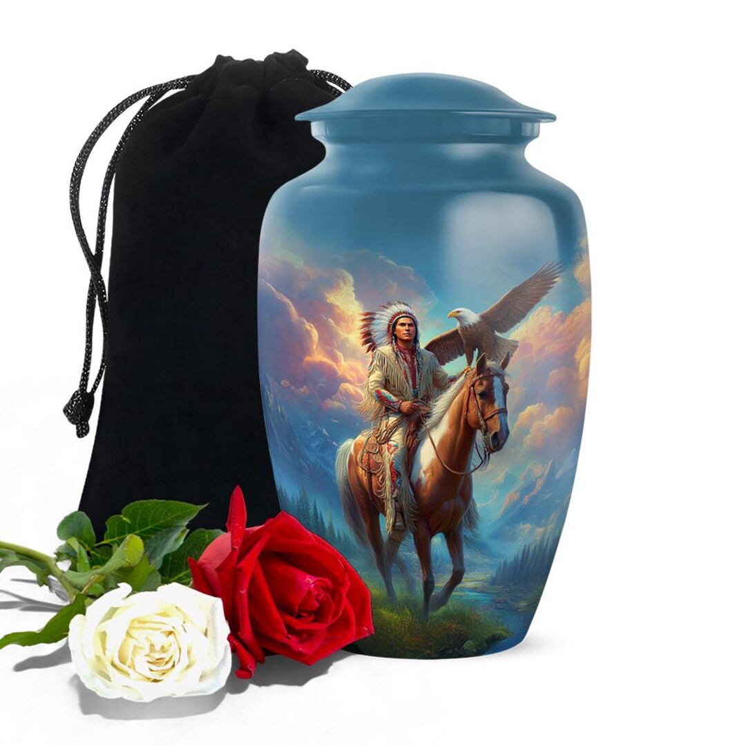 Native American Urn, Soaring Eagle Cremation Urn, Cremate Urn for Human ...