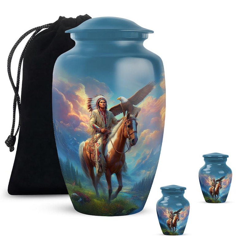 Native American Urn, Soaring Eagle Cremation Urn, Cremate Urn for Human ...