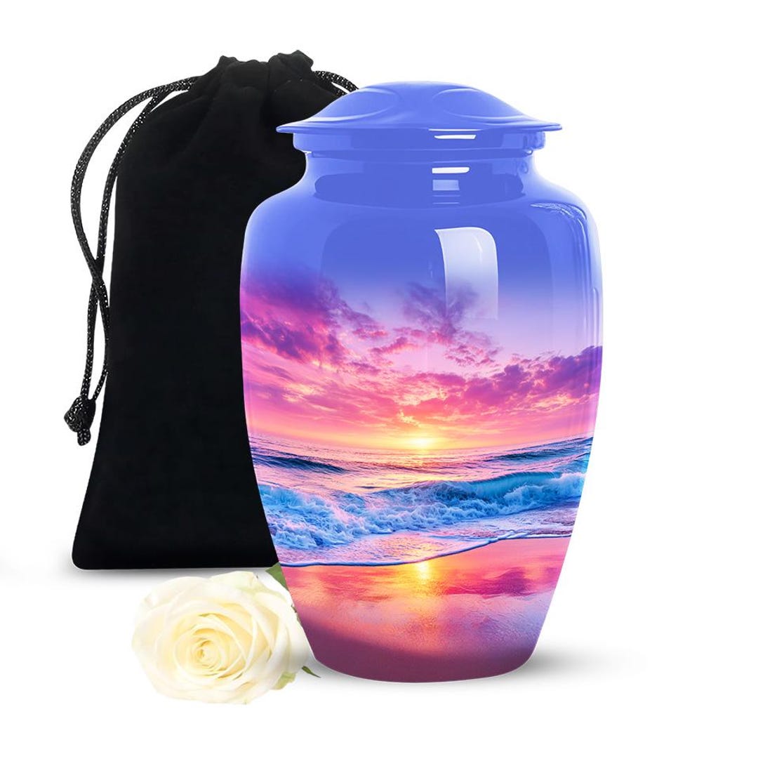 Beach Sunset Cremation Urn for Human Ashes Adult Size – Personalized ...