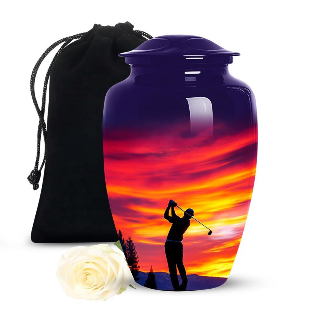 Golf Cremation Urn for Ashes – Sunset Tribute Urn for Human Ashes Adult ...