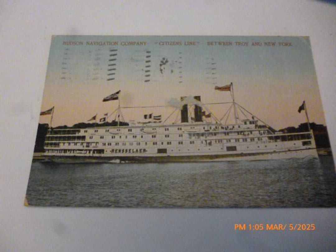 1911 Hudson Navigation Company "citizens Line" Between Troy and New ...