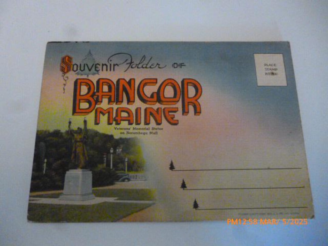 1940s Bangor Maine Souvenir Folder 18 Views Postcards Unused Super Gift ...