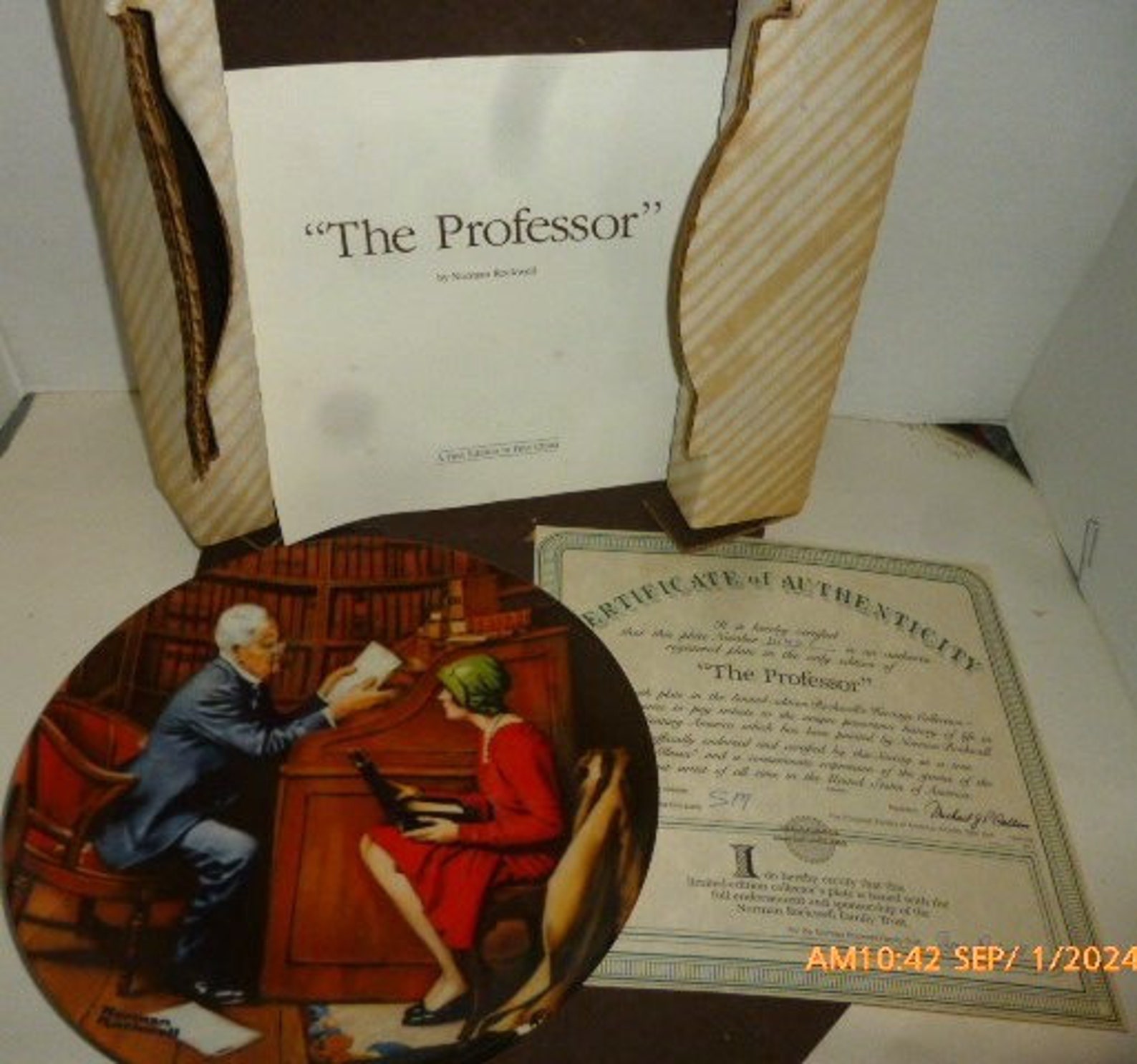 Norman Rockwell 1986 "the Professor" Collectible Knowles Plate COA Orig ...