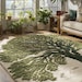Hand Tufted Tree of Life Area Rug - Green Botanical Forest Branch ...