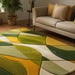 Modern Abstract Wool Rug | Green, Yellow, Ivory, Hand Tufted - Etsy