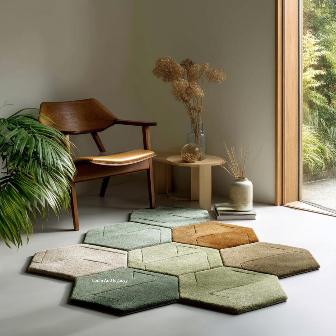 Contemporary Wool Rug | Geometric Hexagon Design for Modern Interiors ...