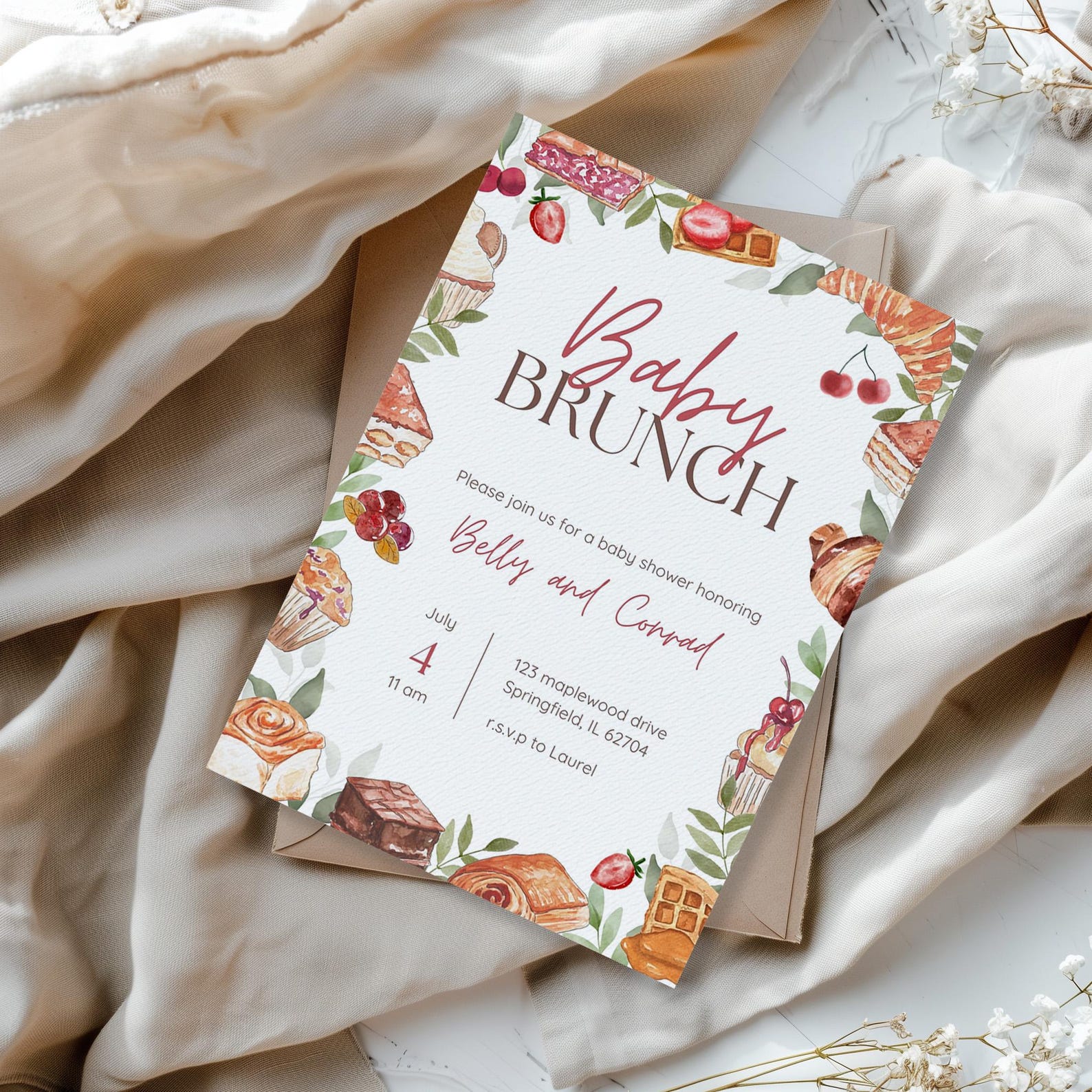 Baby Brunch Baby Shower Invitation, Editable Digital Invite, Girl Boy ...