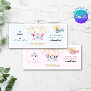 Editable Tooth Fairy Voucher, Printable Payment Certificate (canva ...
