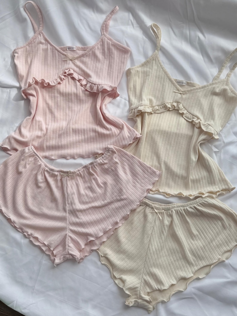 Valentine Gift - Cotton Coquette Pajama Set - 4 Way Stretch Lace Lounge ...