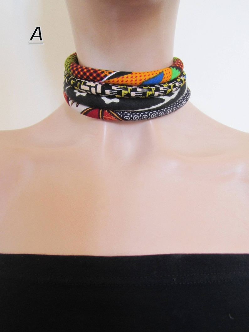African Fabric Choker Summer Necklace Wax Print Jewelry | Etsy