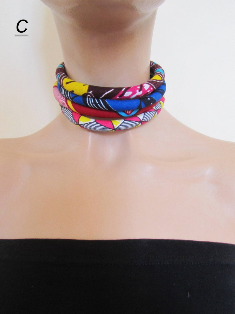 African Fabric Choker Summer Necklace Wax Print Jewelry - Etsy
