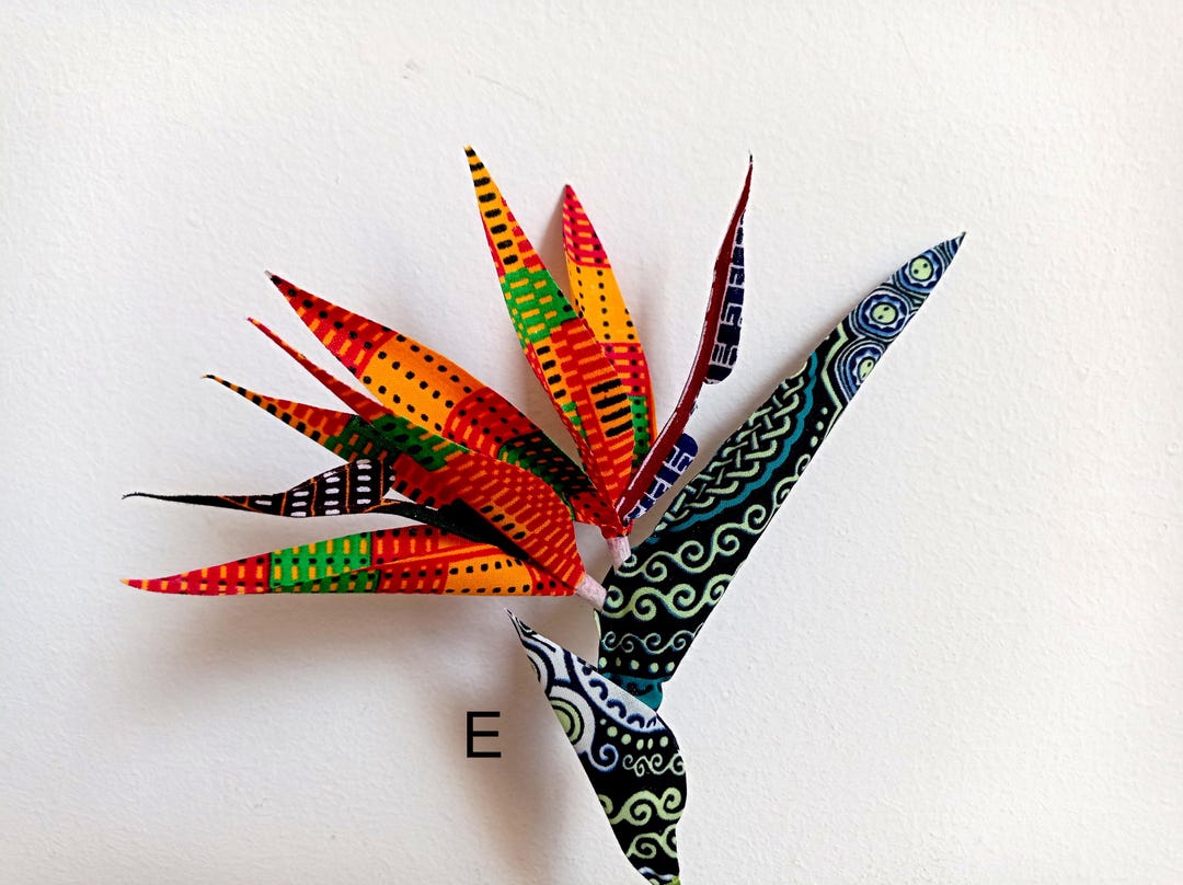 Kente Flower Stems African Fabric Decor Flowers Birds of Paradise ...