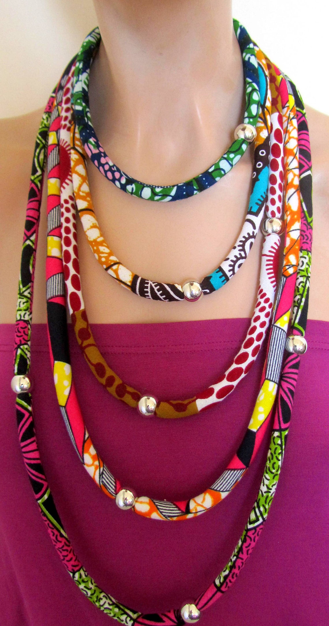 Ankara Necklace Design Handmade Fabric Necklace African - Etsy