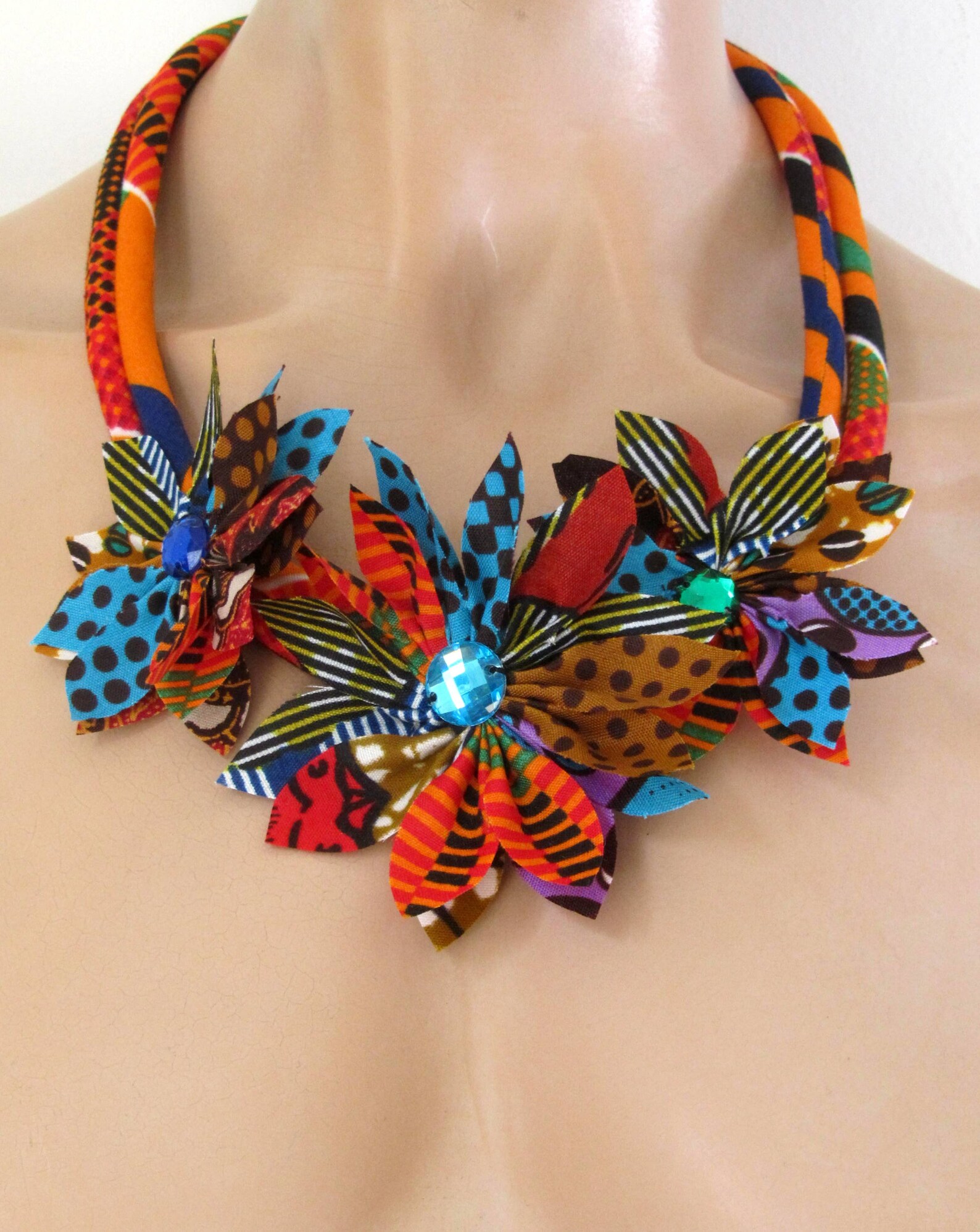 Floral Wedding Necklace African Bib Flower Jewelry African - Etsy