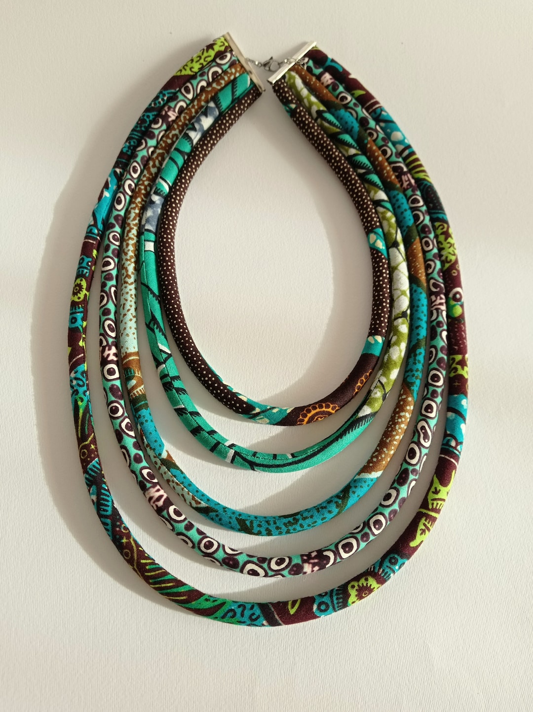 Boho Multi-strand Fabric Necklace, Ethnic Chic Necklace, Bohemian ...