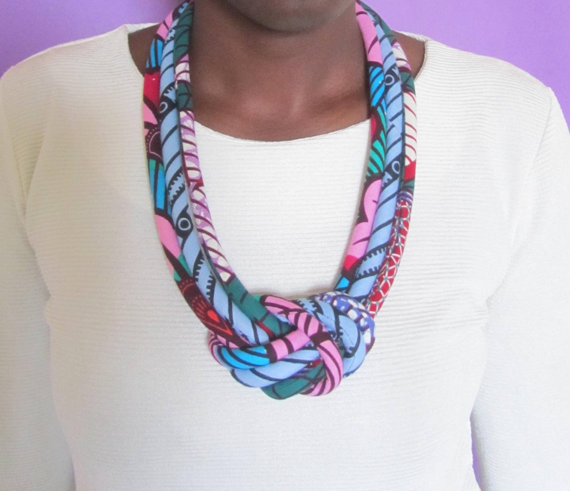 Colorful Necklace Light Weight Jewelry African Print Knot | Etsy