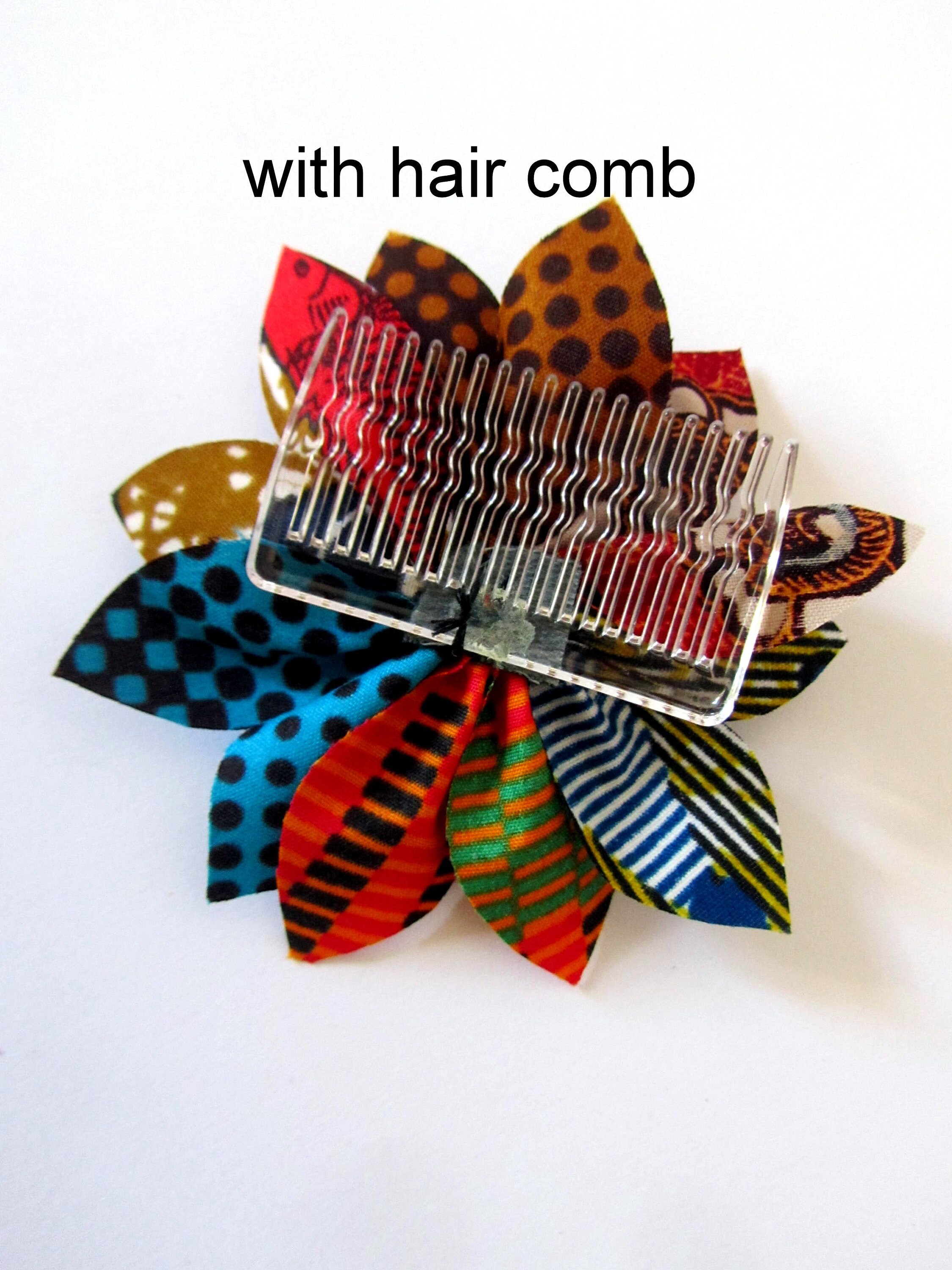 African Fabric Flower Pin: Wax Print Hair Accessory - Etsy