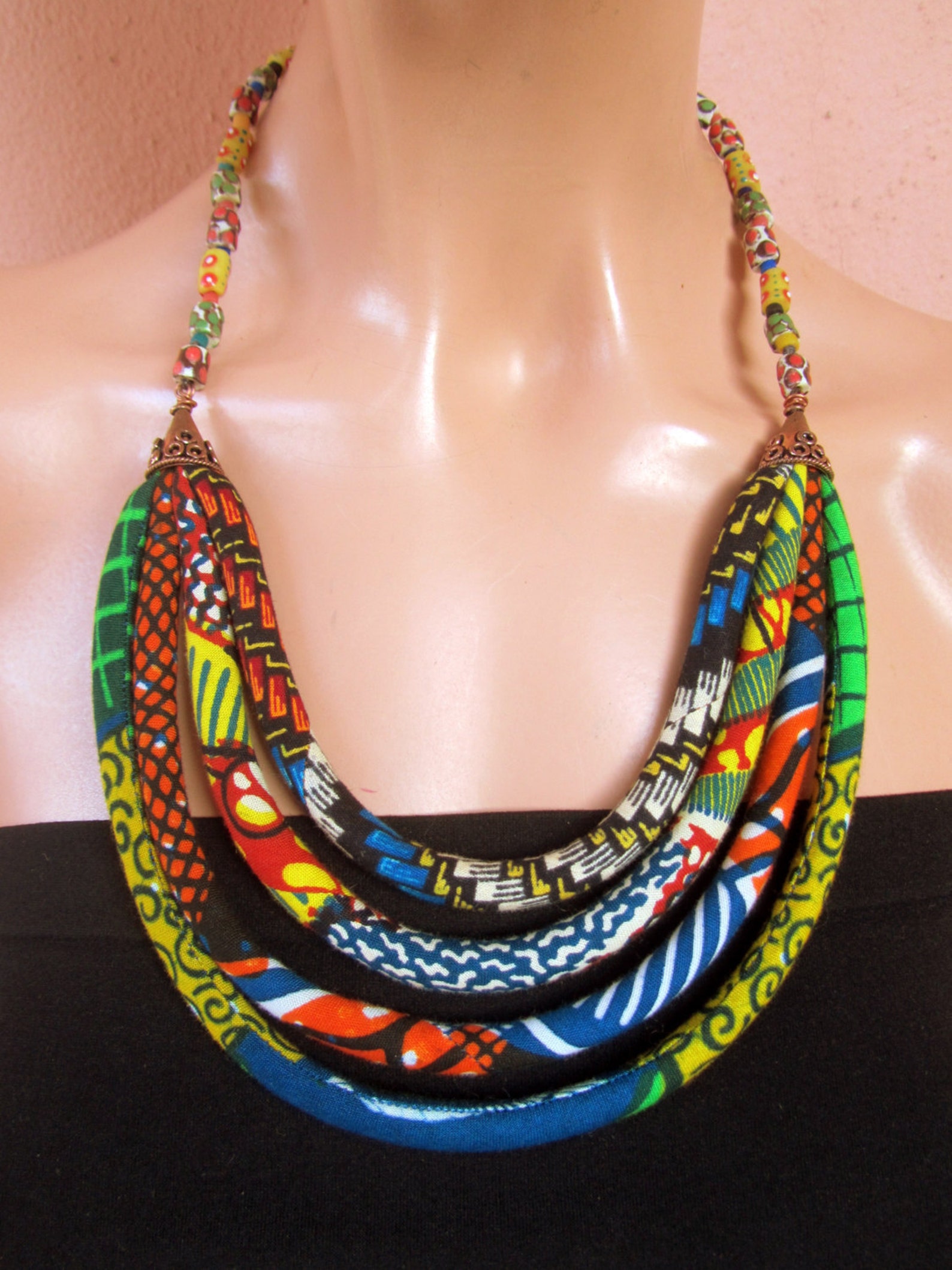African Statement Necklace African Beads African Ethnic Etsy