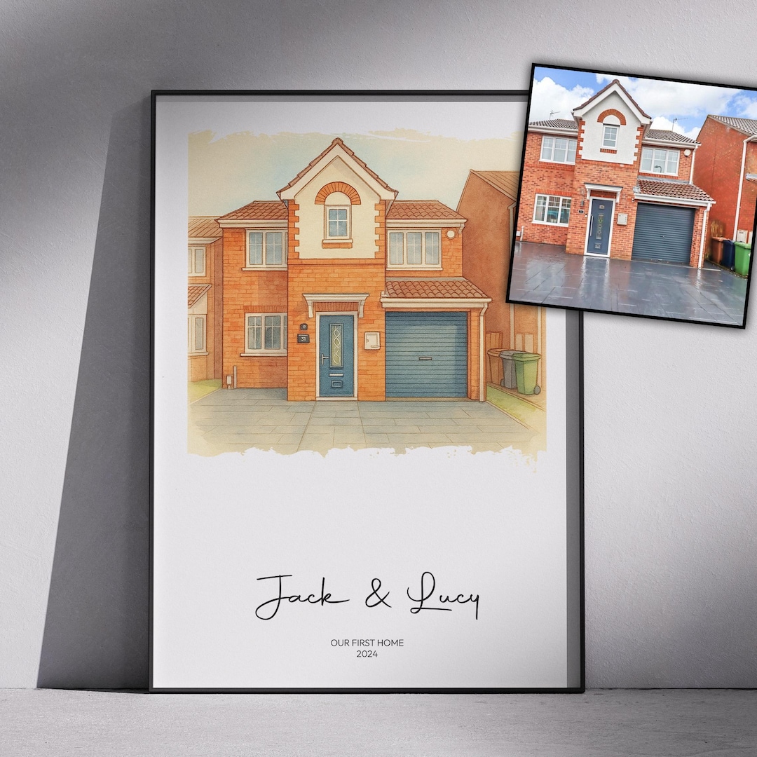 Personalised House Portrait Print, Custom Home Illustration Gift, New ...