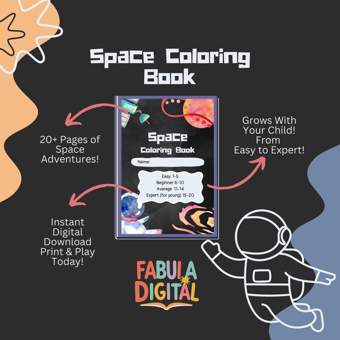 Space Coloring Book for Kids: Educational Activity (digital Download ...