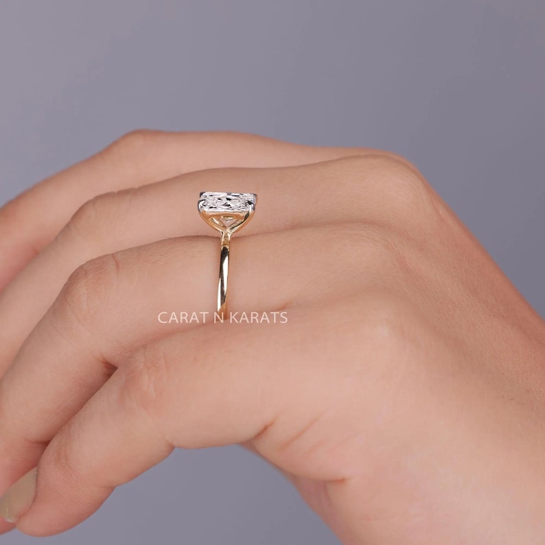 Lab Grown Diamond Solitaire Bridal Ring, 0.5 - 5.0 CT Radiant Cut ...