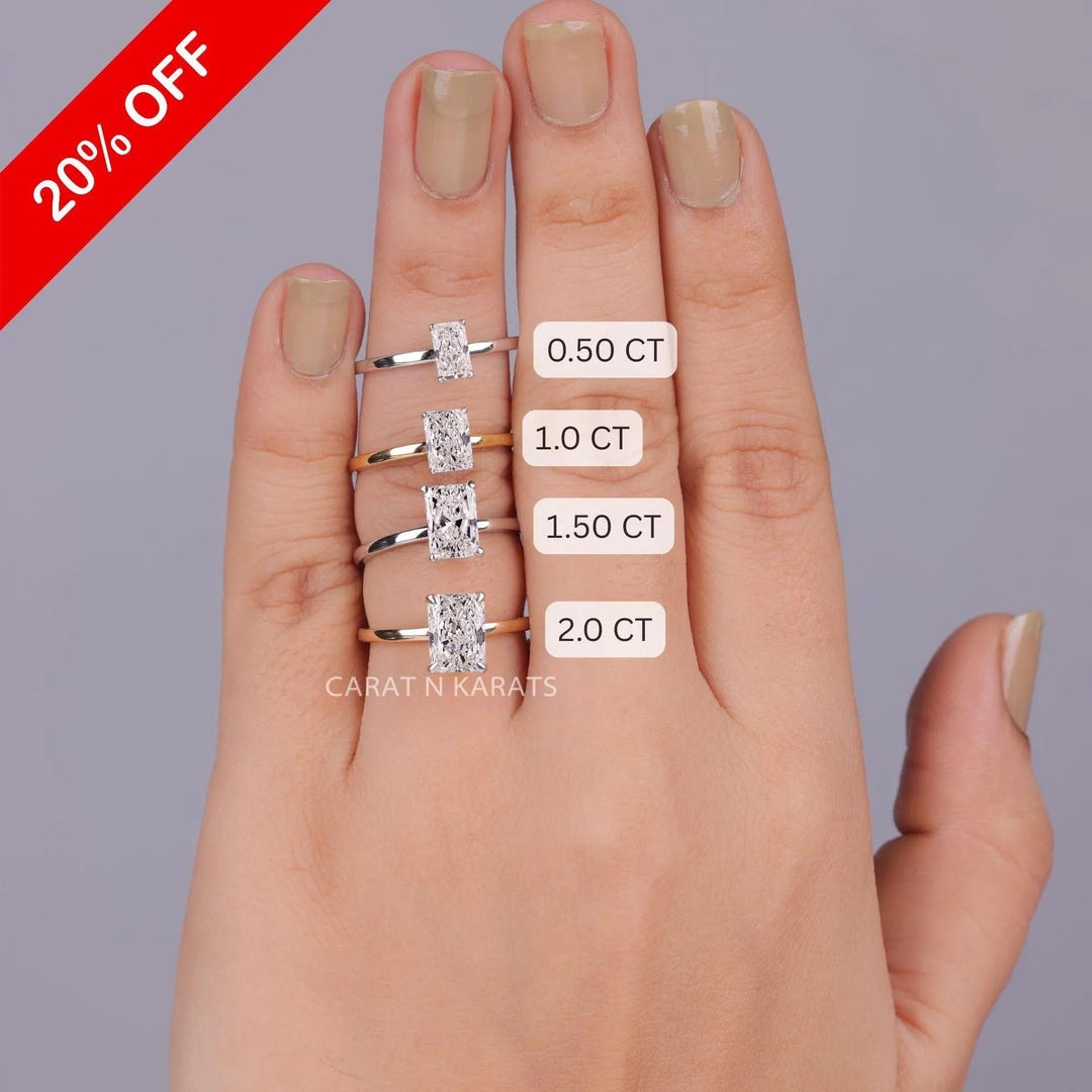 Lab Grown Diamond Ring, Radiant Cut Lab Diamond Engagement Ring ...