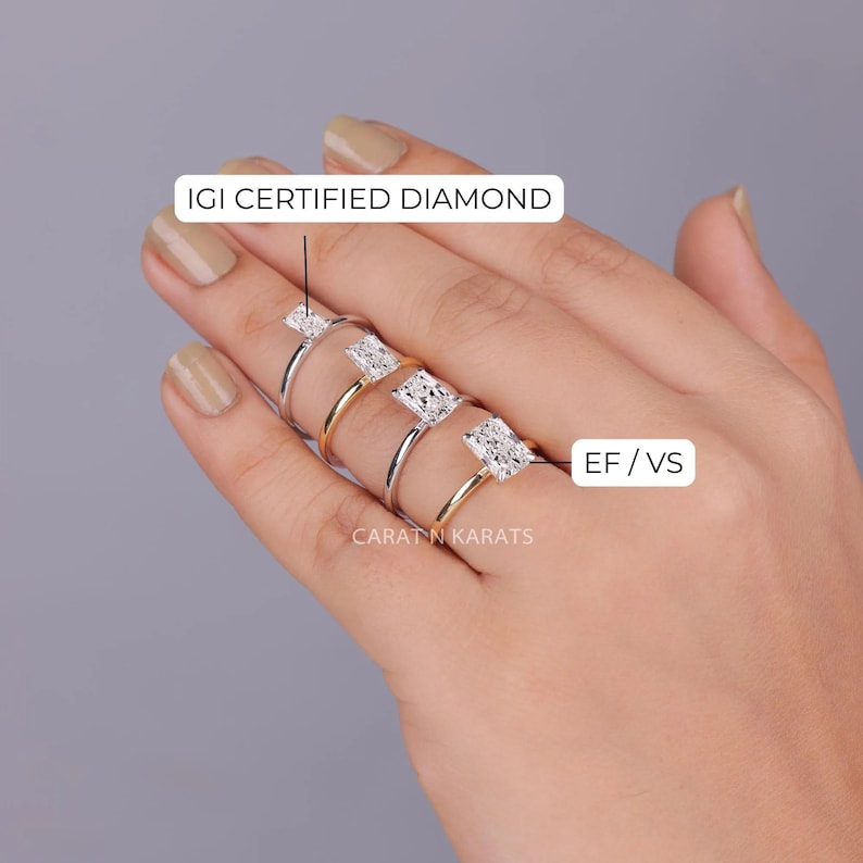 Lab Grown Diamond Solitaire Bridal Ring, 0.5 - 5.0 CT Radiant Cut ...