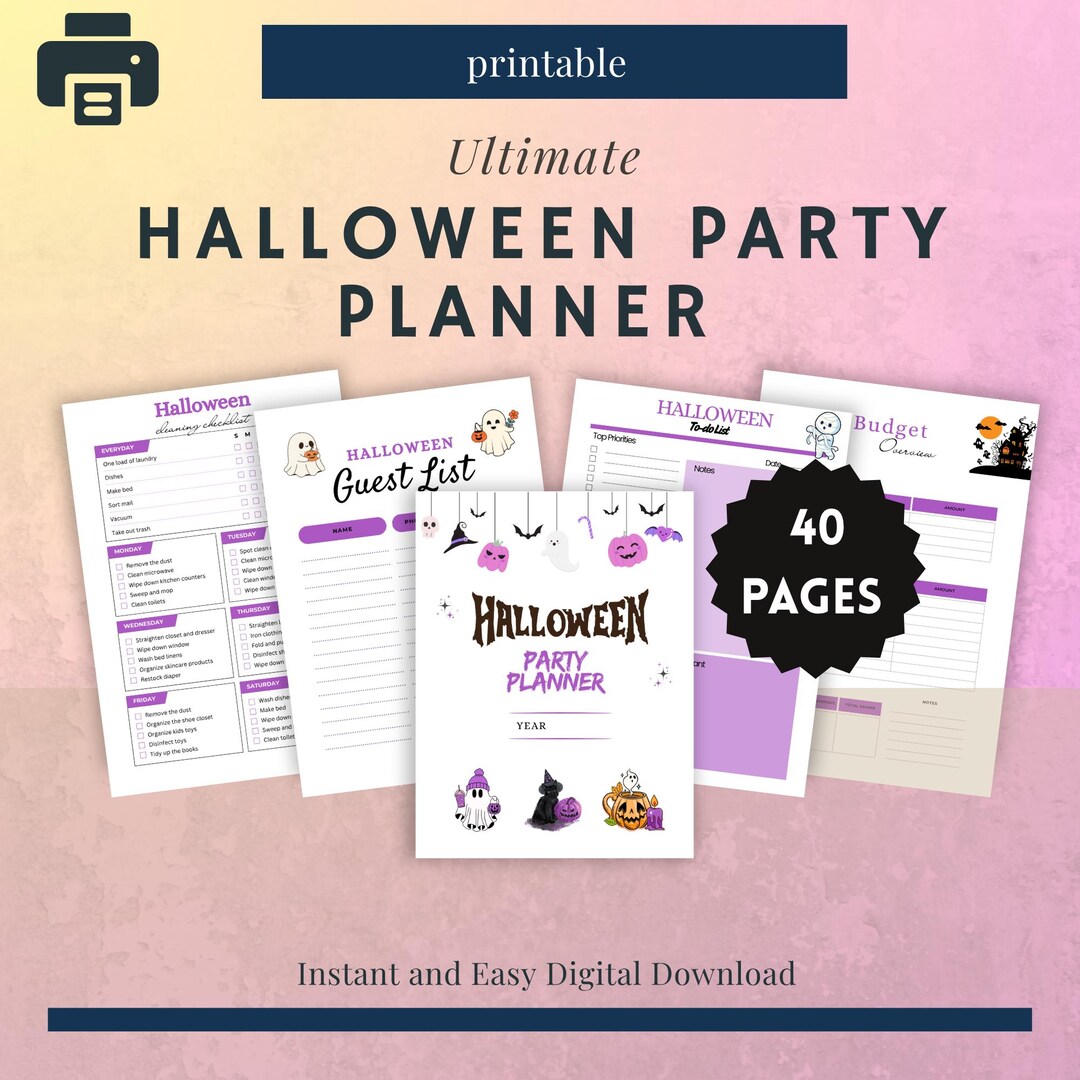 Halloween Party Planner Printable PDF, Halloween Party Planner Digital ...